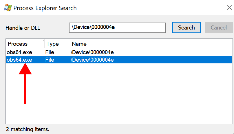 How to find an application that is using a device